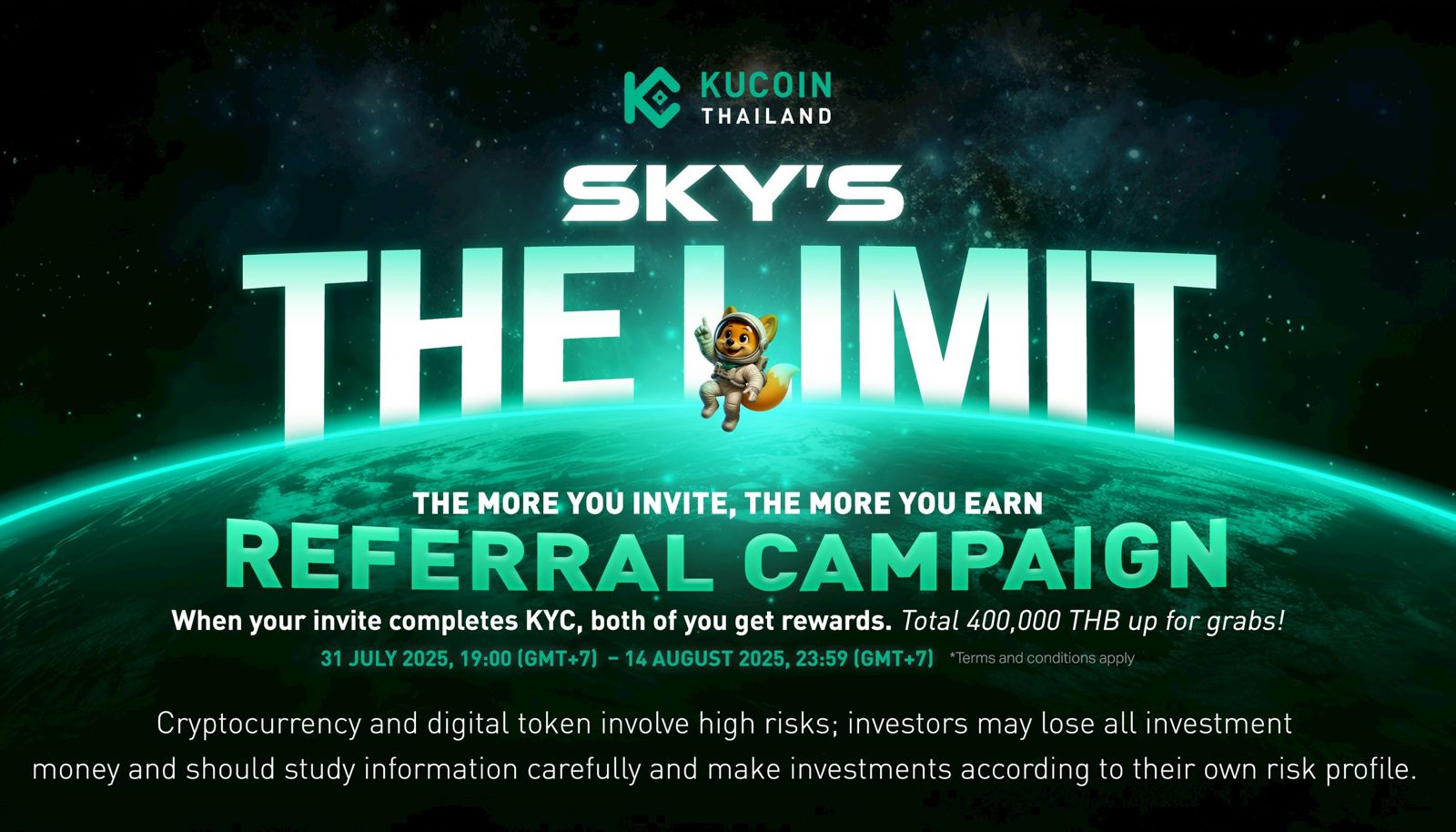 KuCoin Thailand ชูแคมเปญ “Sky’s the Limit” และ “Sky Boost” เพื่อเสริมสร้างความรู้ พร้อมมอบรางวัล ...
